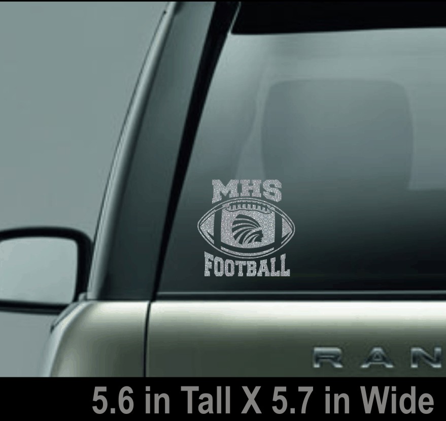 Silver Glitter MHS Football Window Decal